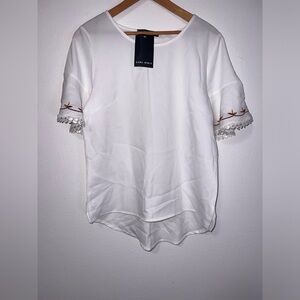 Zara | Tops | Zara Basic White Top W Embroidery | Poshmark